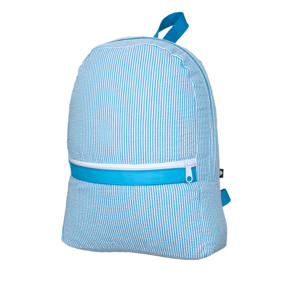 Two Funny Girls : Personalized Seersucker Backpack with Name or Monogram