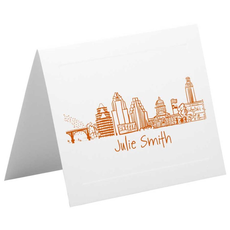 Personalized Foldover Notecard Stationery Set {Austin, Texas Skyline}