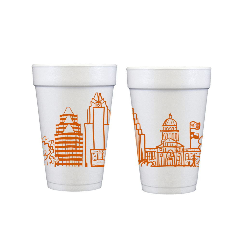 Ready to Ship Styrofoam Cup 10 Pack {Austin, Texas Skyline}