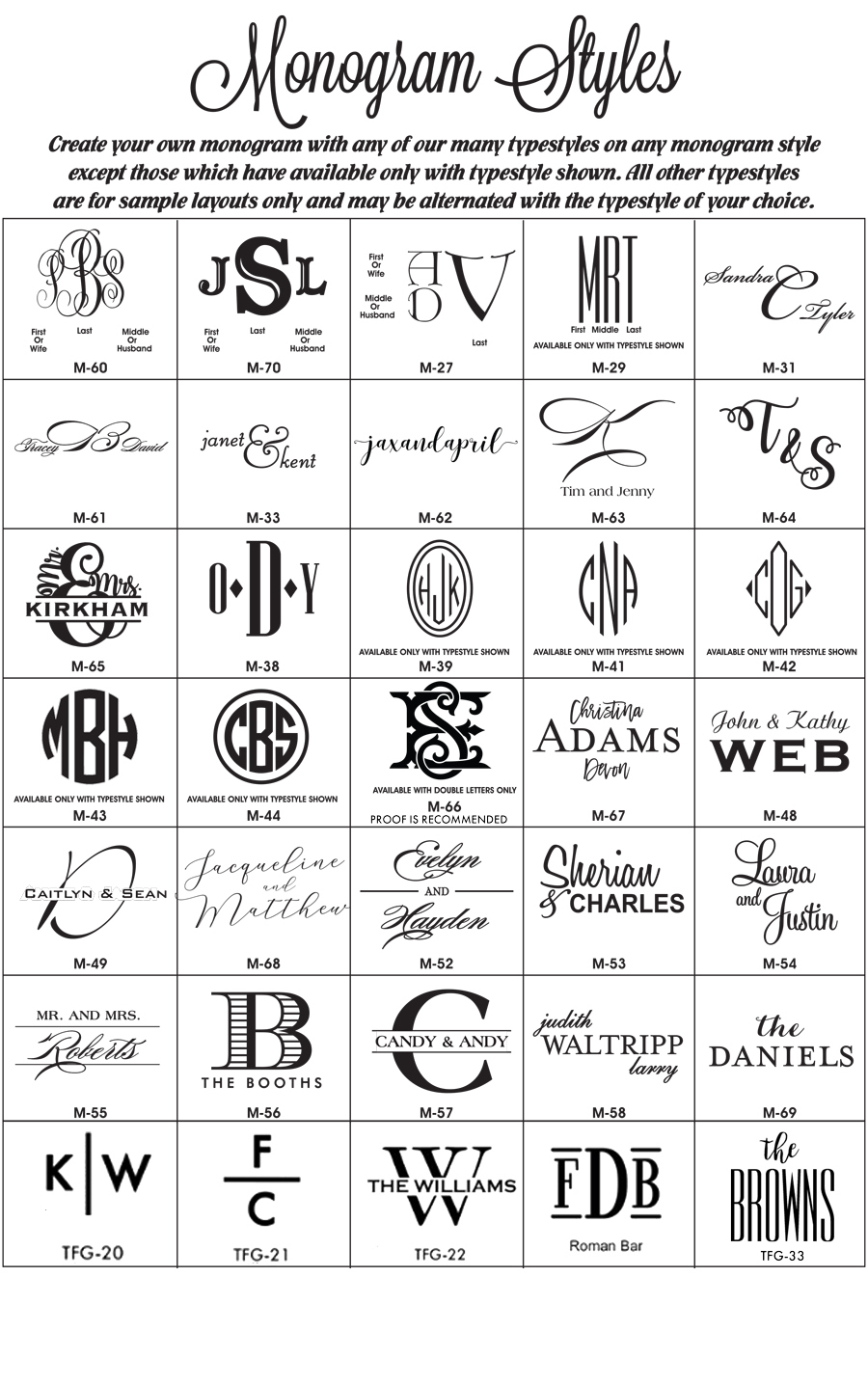 Printed Monogram Options – Two Funny Girls