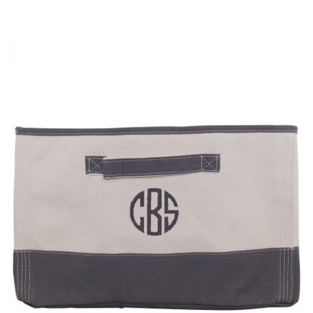Canvas Tub Storage Bin with Monogram {Grey}