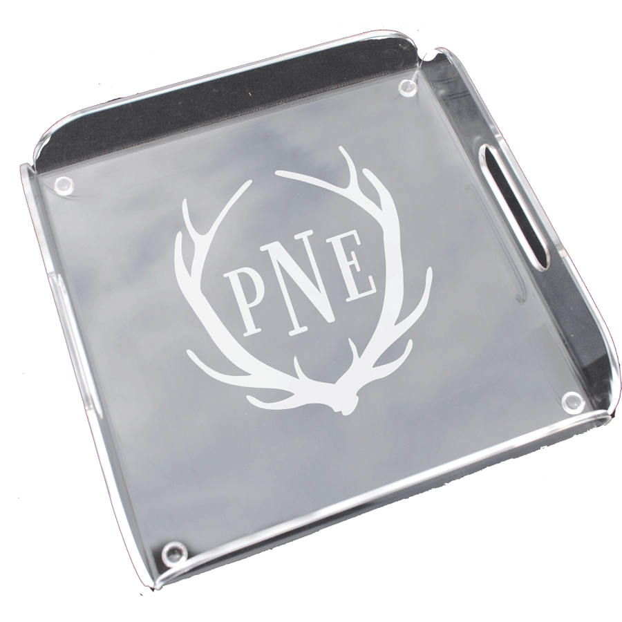 Personalized Clear Acrylic Square Butlers Tray