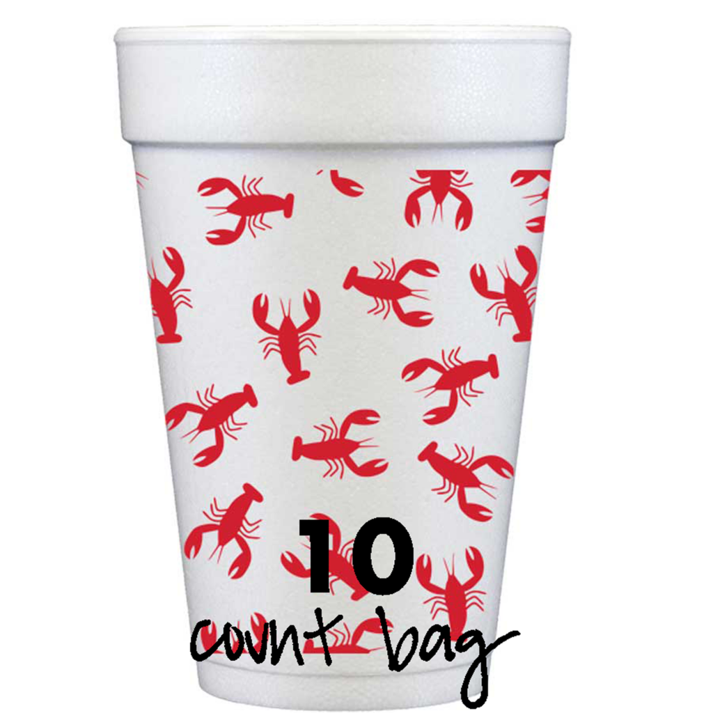 Styrofoam Crawfish Boil Party Cups - 10 pack sleeve