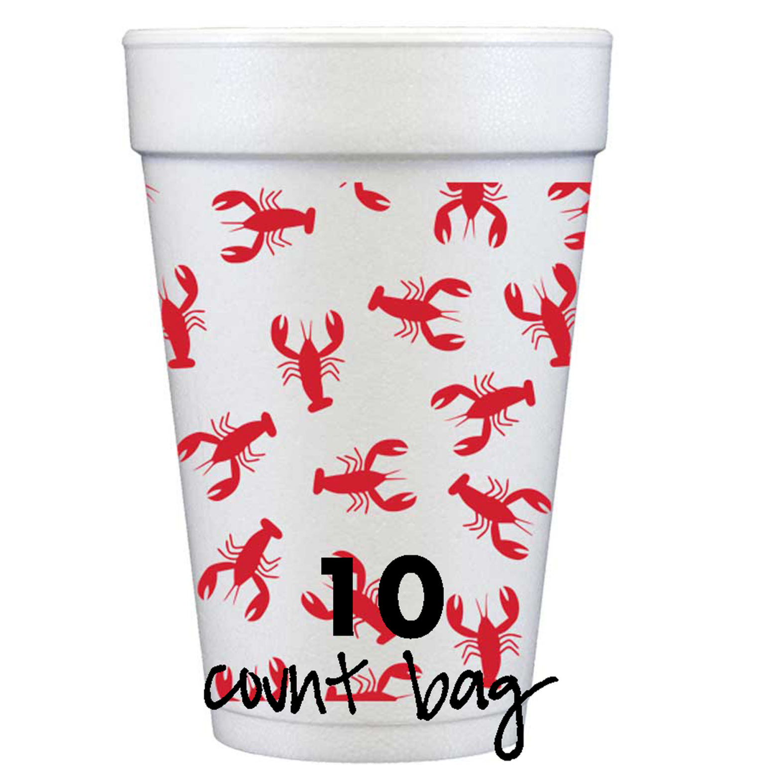 Styrofoam Crawfish Boil Party Cups - 10 pack sleeve