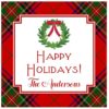 Personalized Christmas Gift Tag Stickers {Red Tartan Plaid}