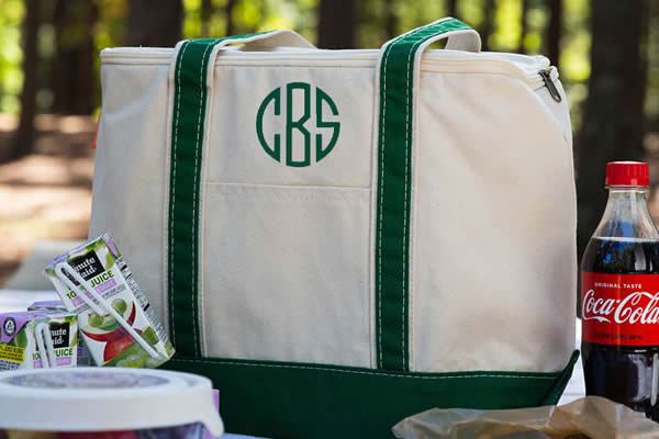 Insulated Canvas Cooler Tote Bag {Large - Emerald Green}
