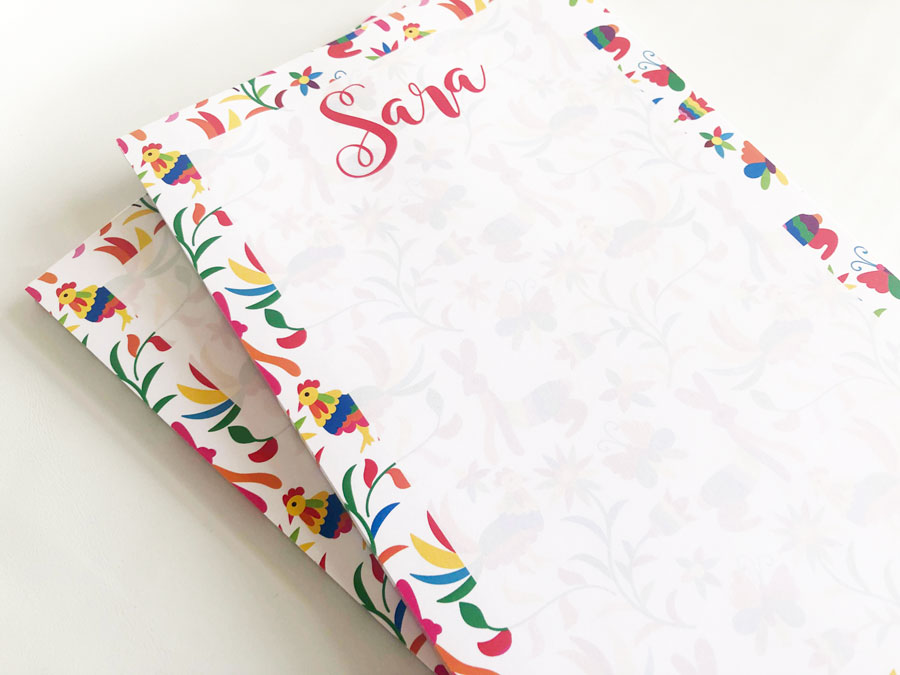 Personalized Set of 2 Custom Printed Notepads {Otomi Mexican Embroidery}