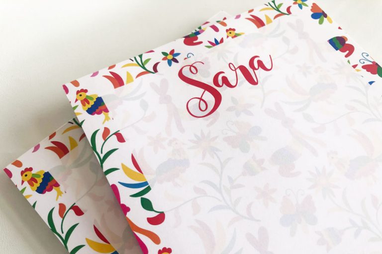 Personalized Set of 2 Custom Printed Notepads {Otomi Mexican Embroidery}