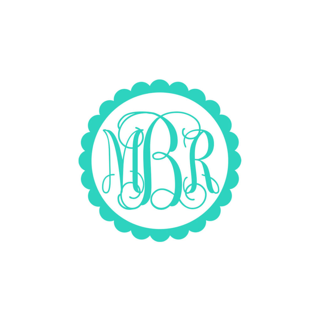 Vinyl Monogram Sticker Decal Scallop Frame
