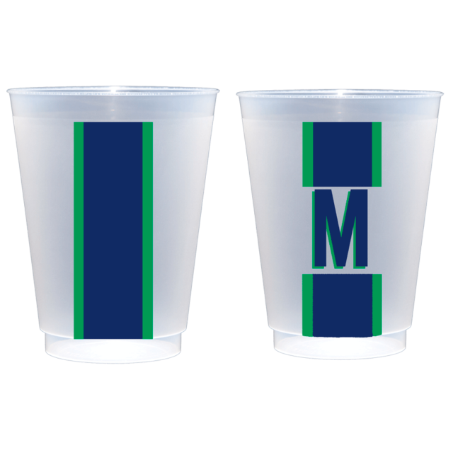 Shadow Monogram Plastic Cups with Crew Stripe