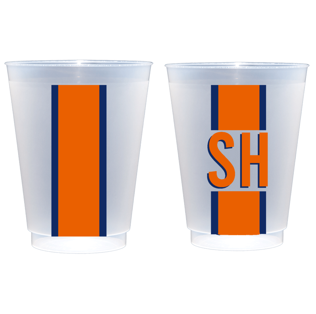Shadow Monogram Plastic Cups with Crew Stripe
