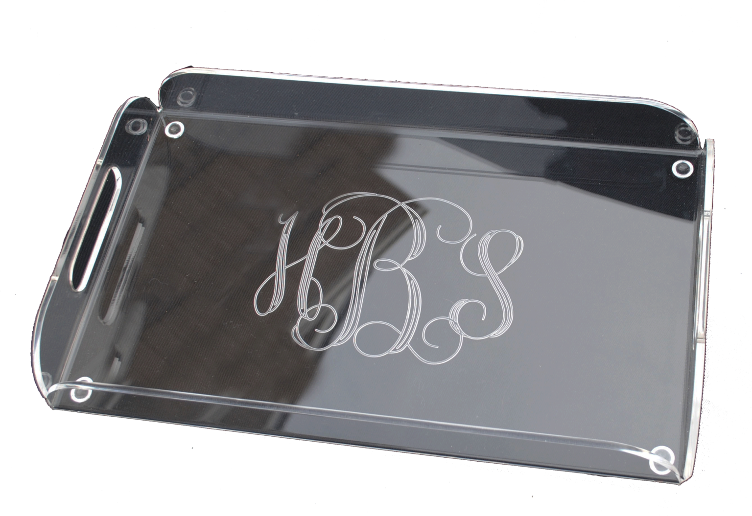 Personalized Clear Acrylic Rectangle Butler's Tray with Monogram