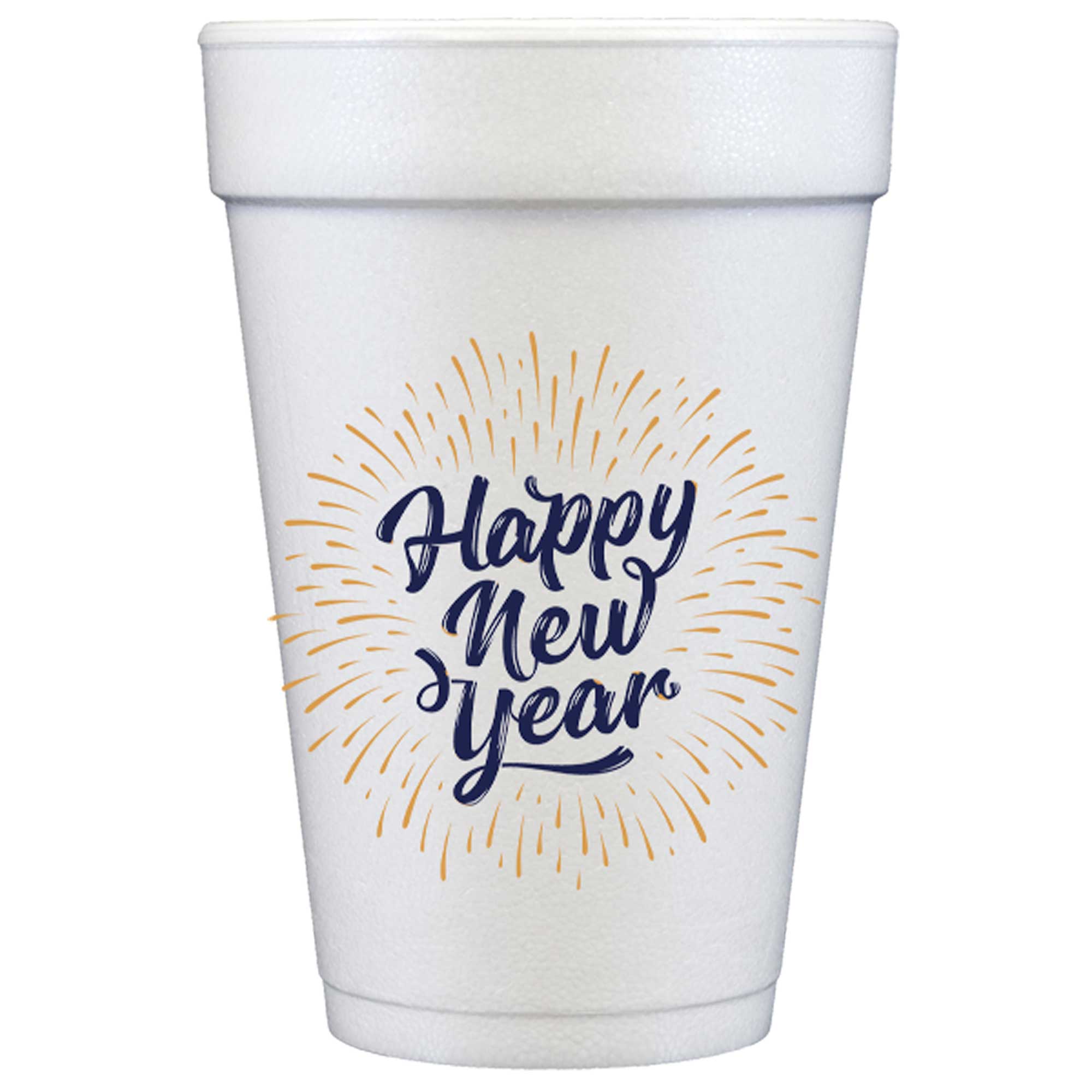 New Year's Styrofoam Party Cups 10 Pack In a Sleeve