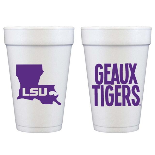 LSU Logo/Geaux Tigers {Styrofoam Cup 10 Pack}