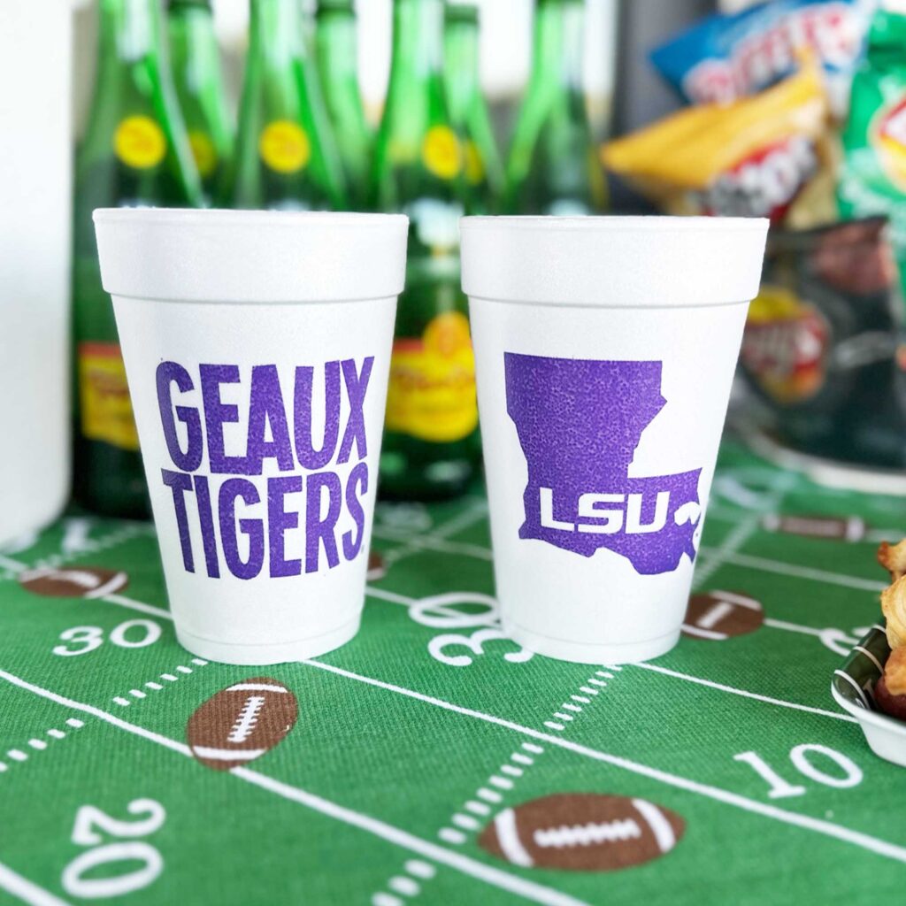 LSU Logo/Geaux Tigers {Styrofoam Cup 10 Pack}