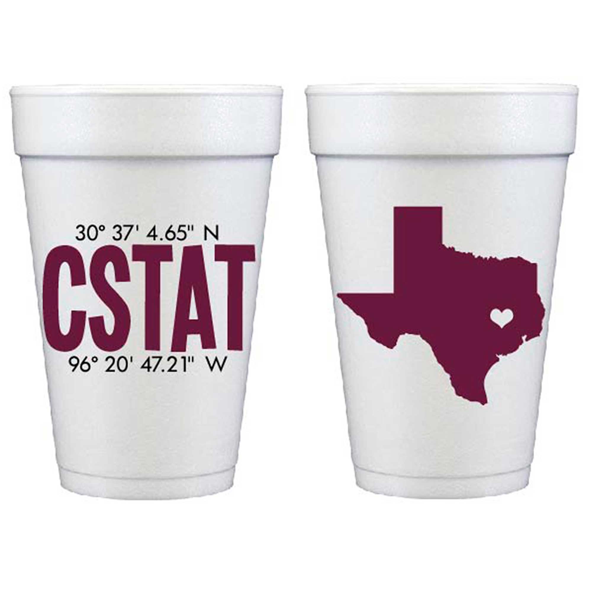 College Station GPS Coordinates - Foam Cup Pack