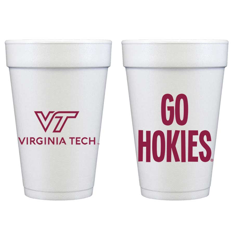 Virginia Tech University - Go Hokies - Styrofoam Cup 10 Pack